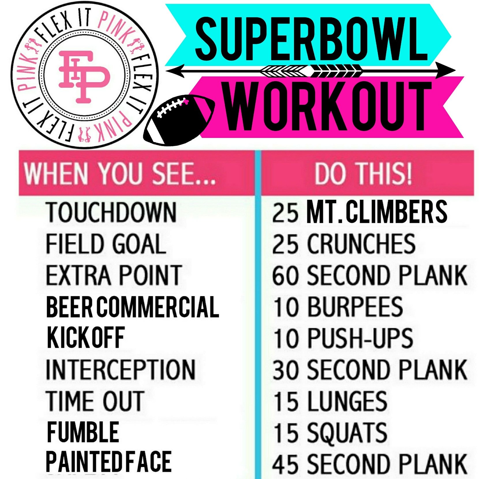It's SUPER BOWL TIME!!! Let's do this ladies! – Flex it Pink